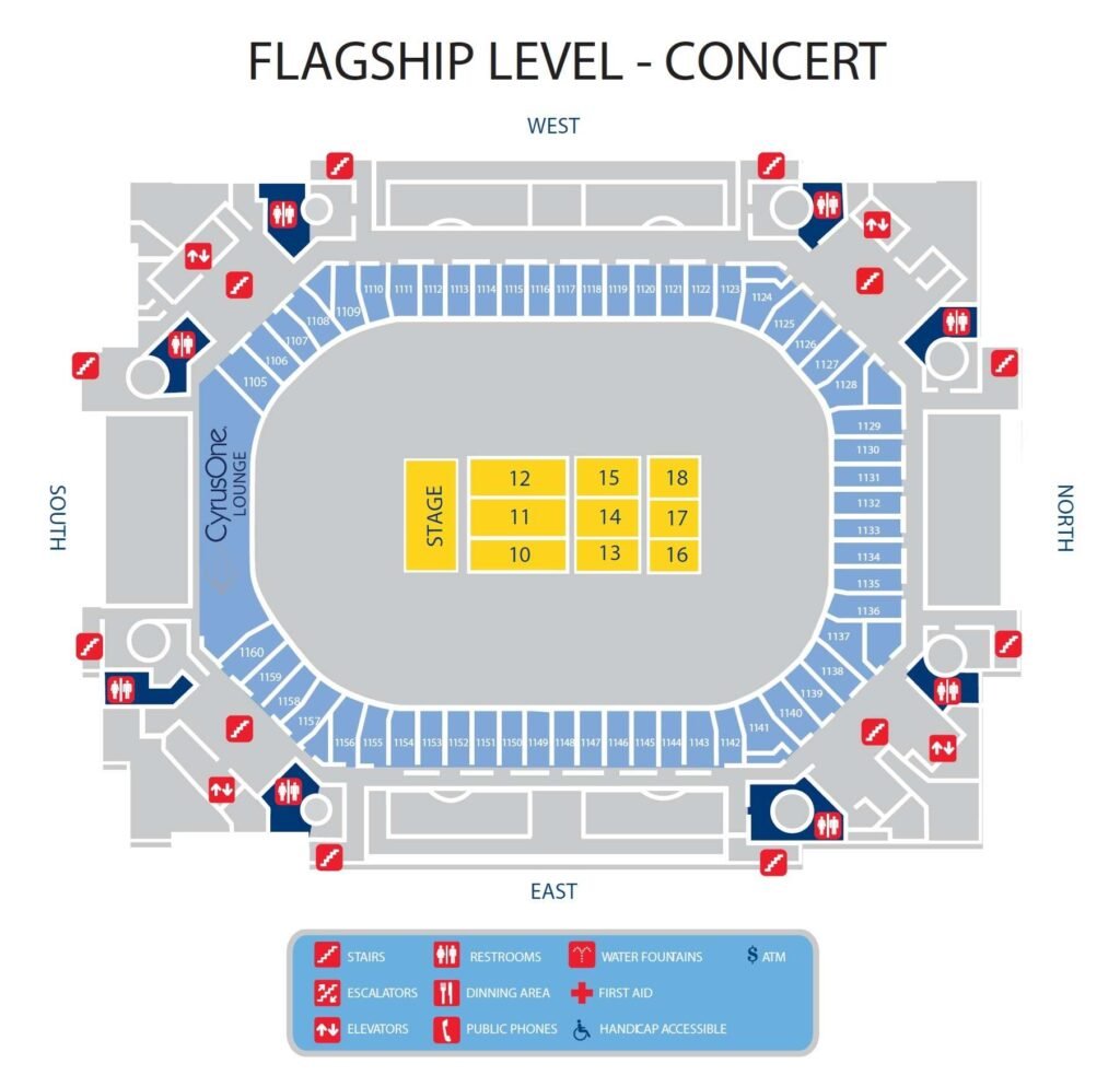 American Airlines Center Seating Chart with Seat Number and Row, NBA