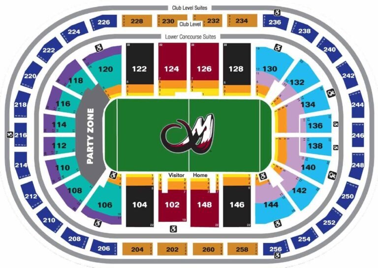 Ball Arena Seating Chart with Seat Number and Rows