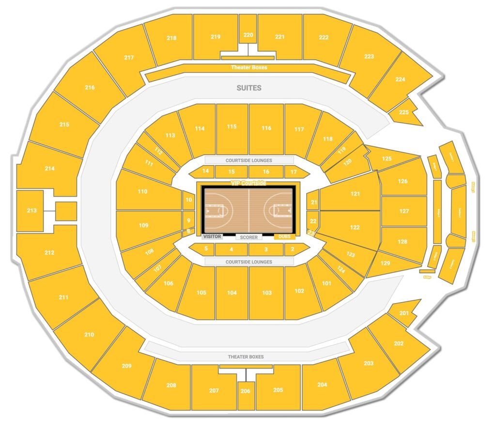 Chase Center Seating Chart with Seat Number and Rows