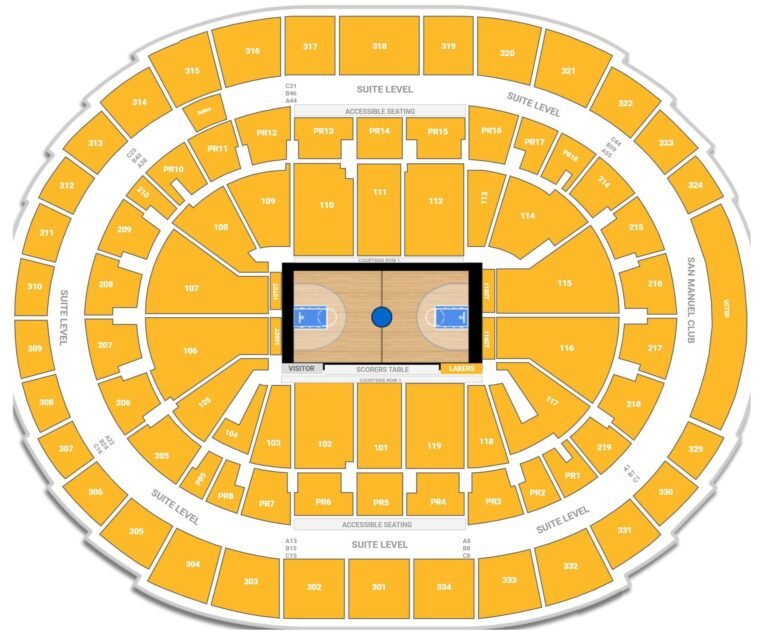 Crypto.com Arena Seating Chart with Seat Number and Rows