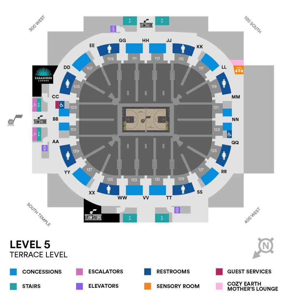 Delta Center Seating Chart with Seat Number and Rows