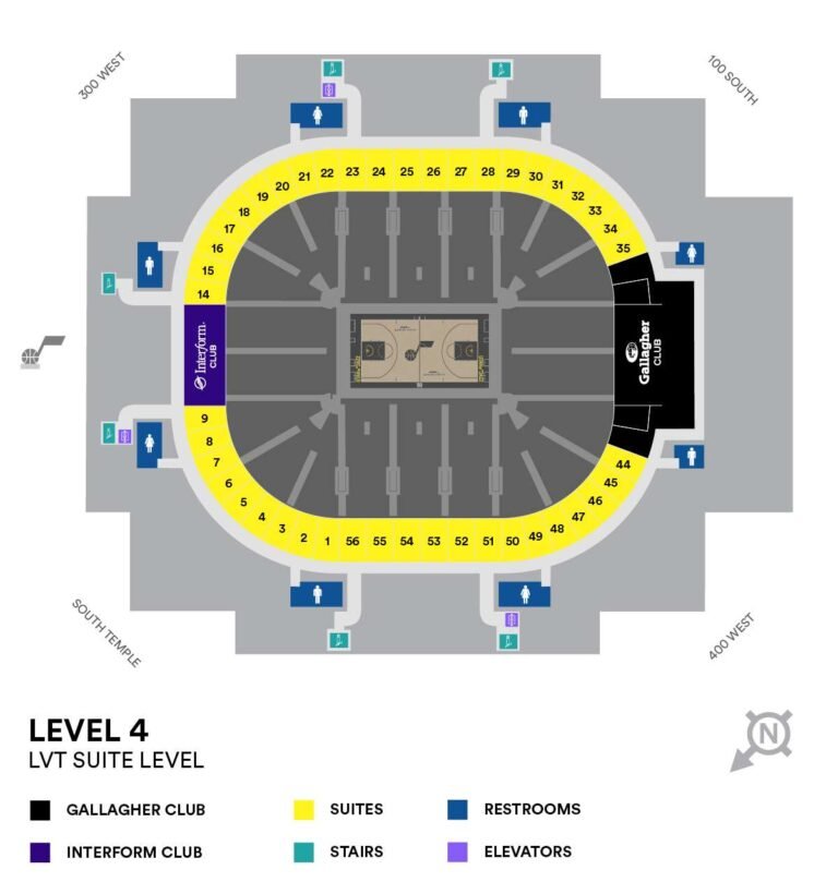 Delta Center Seating Chart with Seat Number and Rows