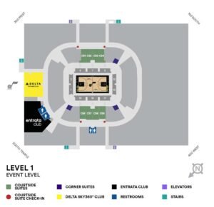 Delta Center Seating Chart with Seat Number and Rows