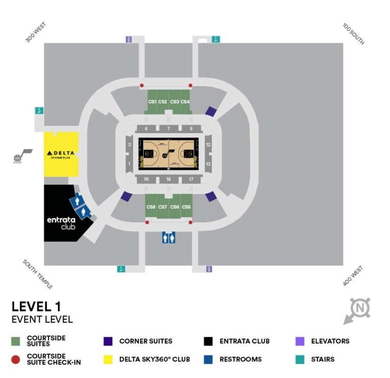 Delta Center Seating Chart with Seat Number and Rows