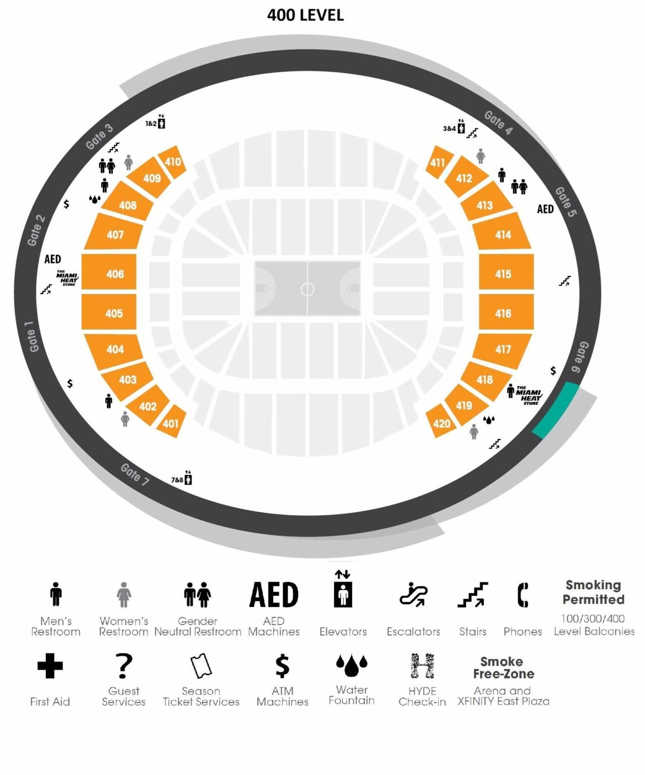 Kaseya Center Seating Chart with Seat Numbers and Rows