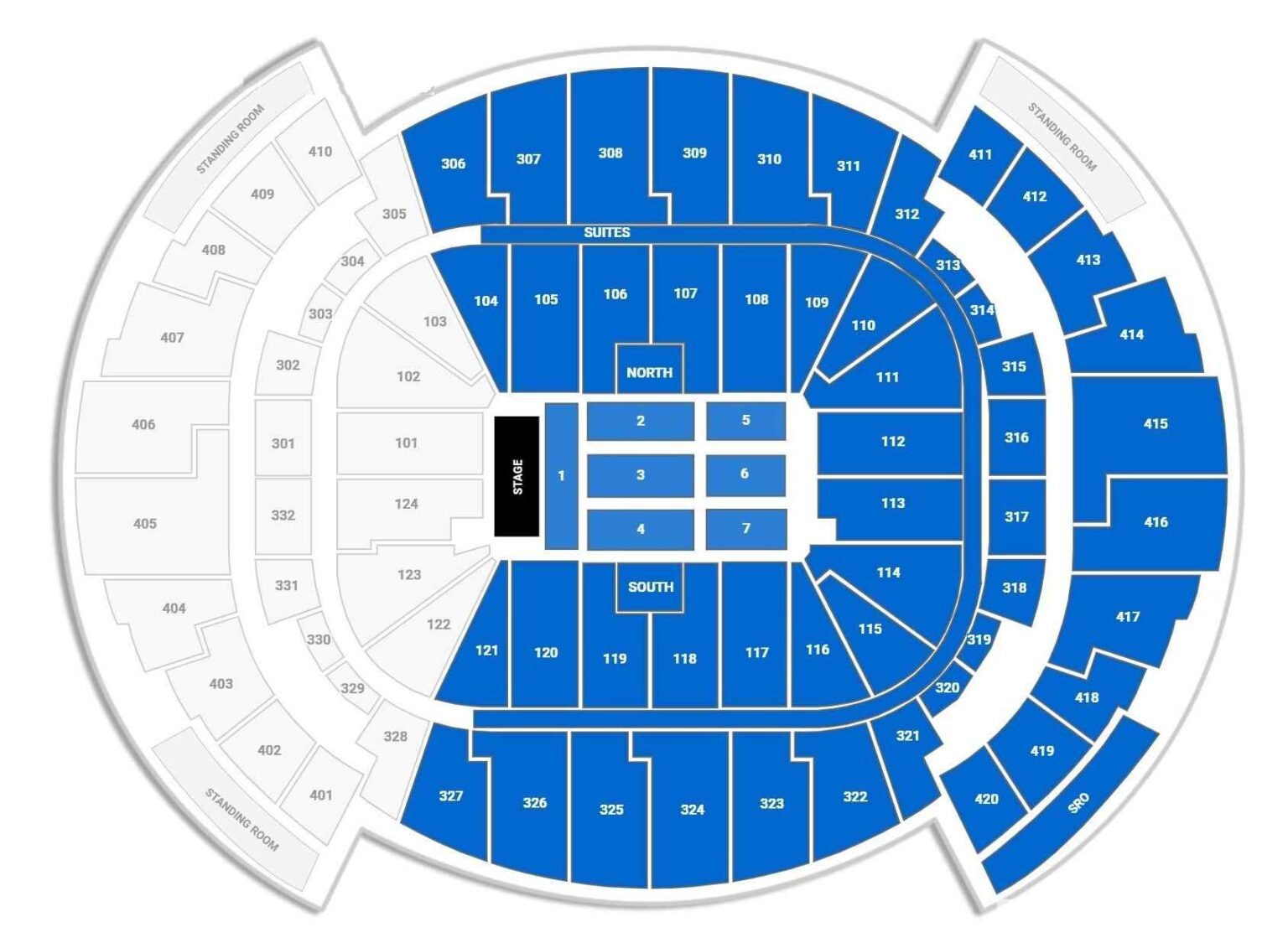 Kaseya Center Seating Chart with Seat Numbers and Rows