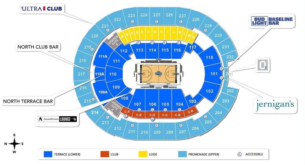 Kia Center Seating Chart with Seat Numbers and Rows