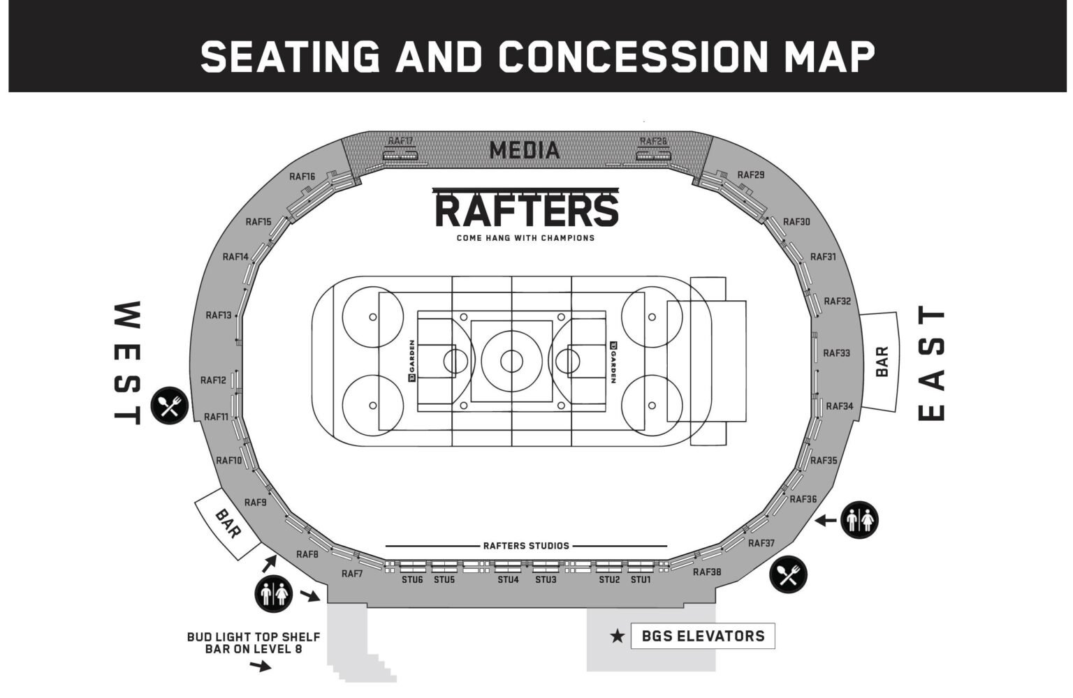 TD Garden Seating Chart with Seat Number and Rows