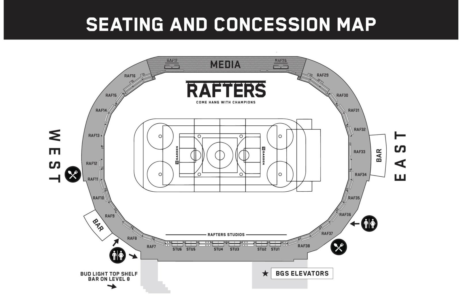 TD Garden Seating Chart with Seat Number and Rows