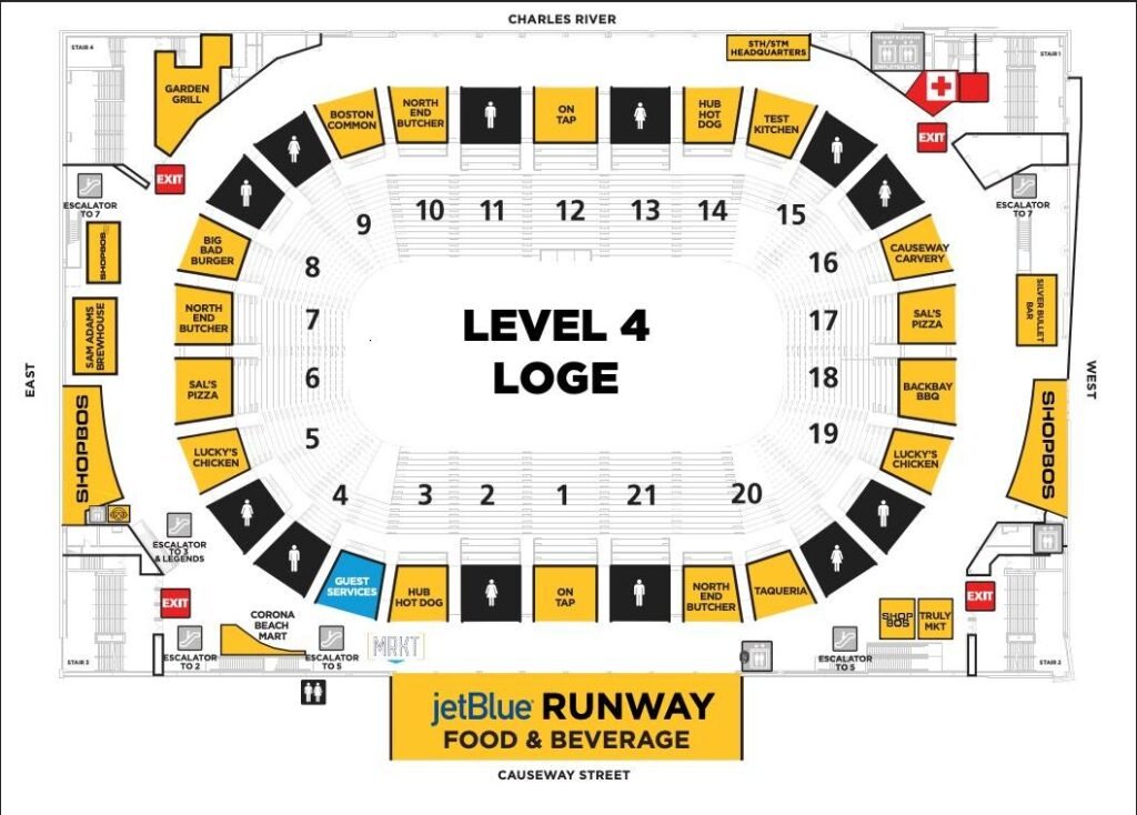 TD Garden Seating Chart with Seat Number and Rows