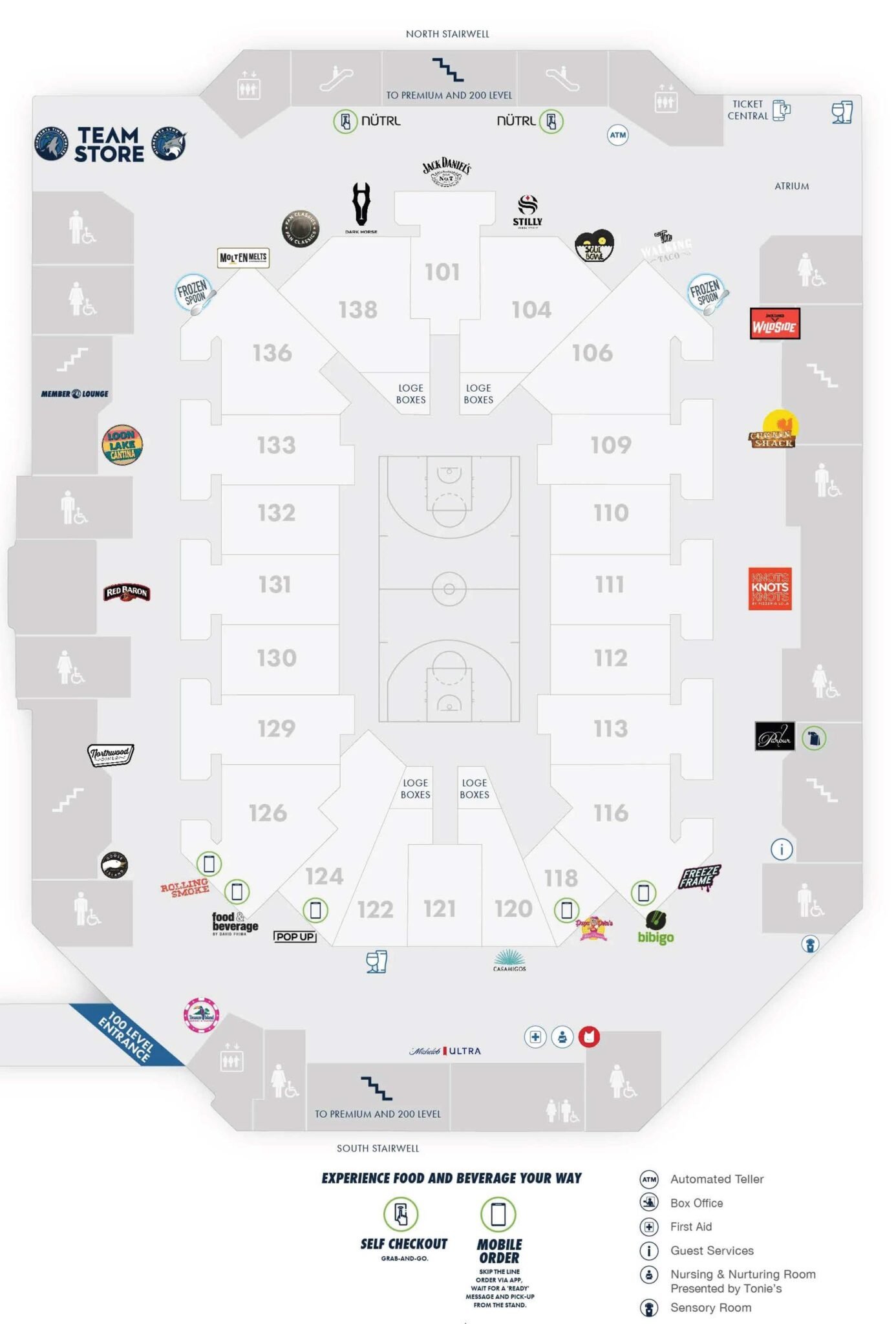 Target Center Seating Chart with Seat Numbers and Rows