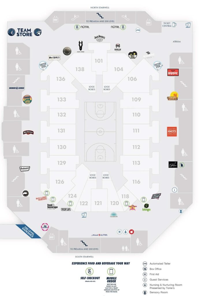 Target Center Seating Chart with Seat Numbers and Rows