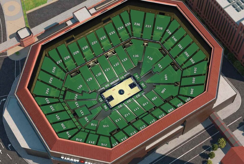 Target Center Seating Chart with Seat Numbers and Rows
